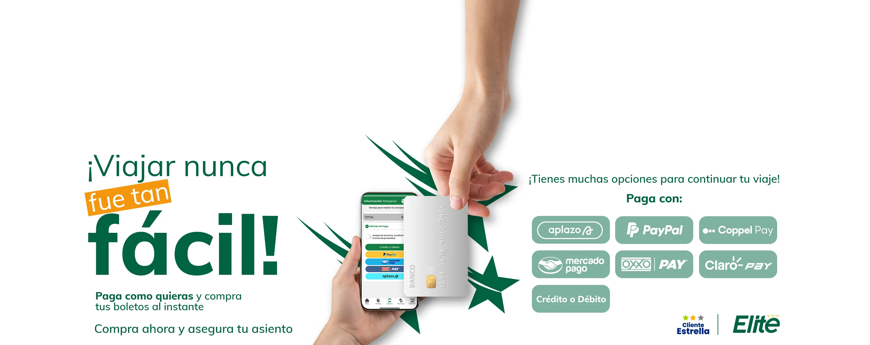 Elite, compra de boletos en línea, rutas y servicios